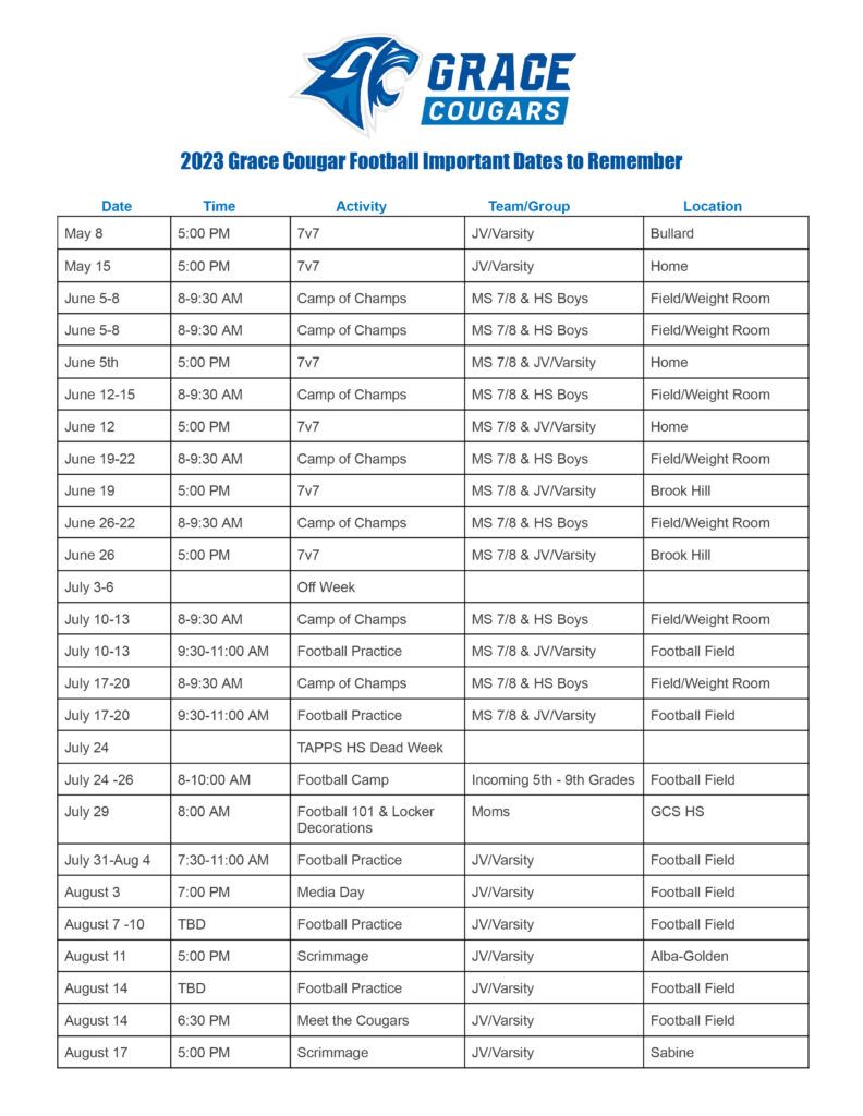 Football - Grace Community School